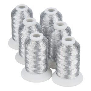 simthread 6 silver metallic embroidery machine thread 500m(550y) for embroidery and decorative sewing