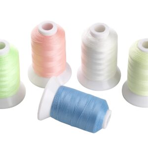 Simthread Glow in The Dark thread, Polyester Embroidery Thread, 5 Spools 550 yards each, for Home Embroidery and Sewing Machine