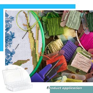 Queekay Embroidery Floss Organizer Box Set, Includes Compartments Floss Cross Stitch Organizer Box, Plastic Floss Bobbins and 1790 Floss Number Stickers for Thread Sewing, 4 Sets (50, 24 Grids)