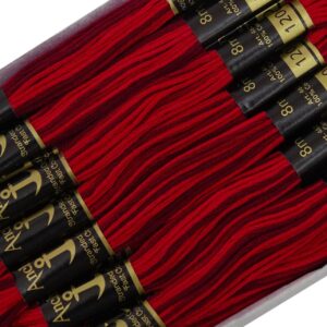 IBA Indianbeautifulart Anchor Dual Shade Stranded Cotton Cross Stitch Hand Embroidery Thread Floss 25 Skeins-Red & Maroon