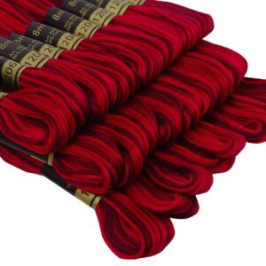 IBA Indianbeautifulart Anchor Dual Shade Stranded Cotton Cross Stitch Hand Embroidery Thread Floss 25 Skeins-Red & Maroon