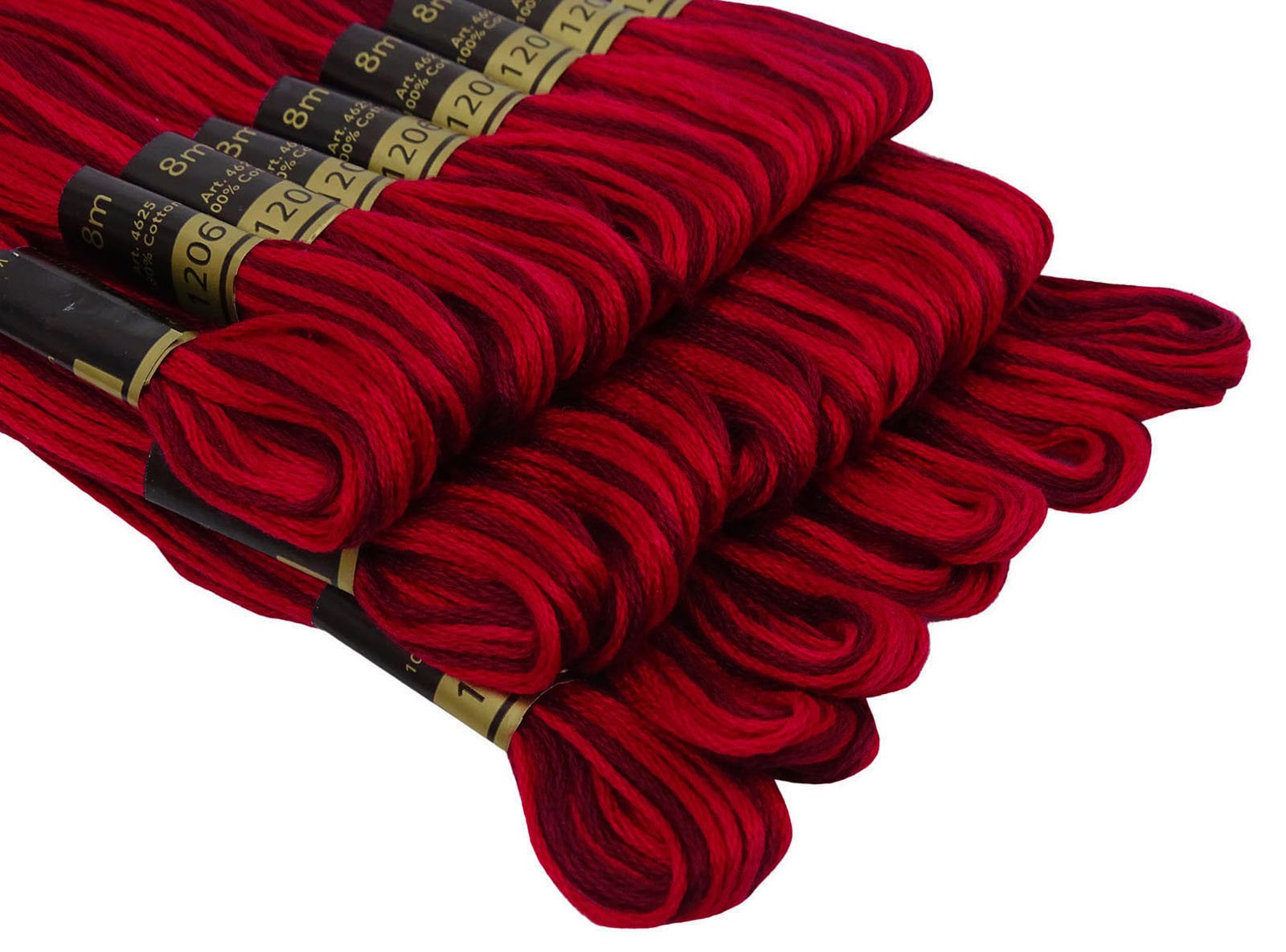 IBA Indianbeautifulart Anchor Dual Shade Stranded Cotton Cross Stitch Hand Embroidery Thread Floss 25 Skeins-Red & Maroon