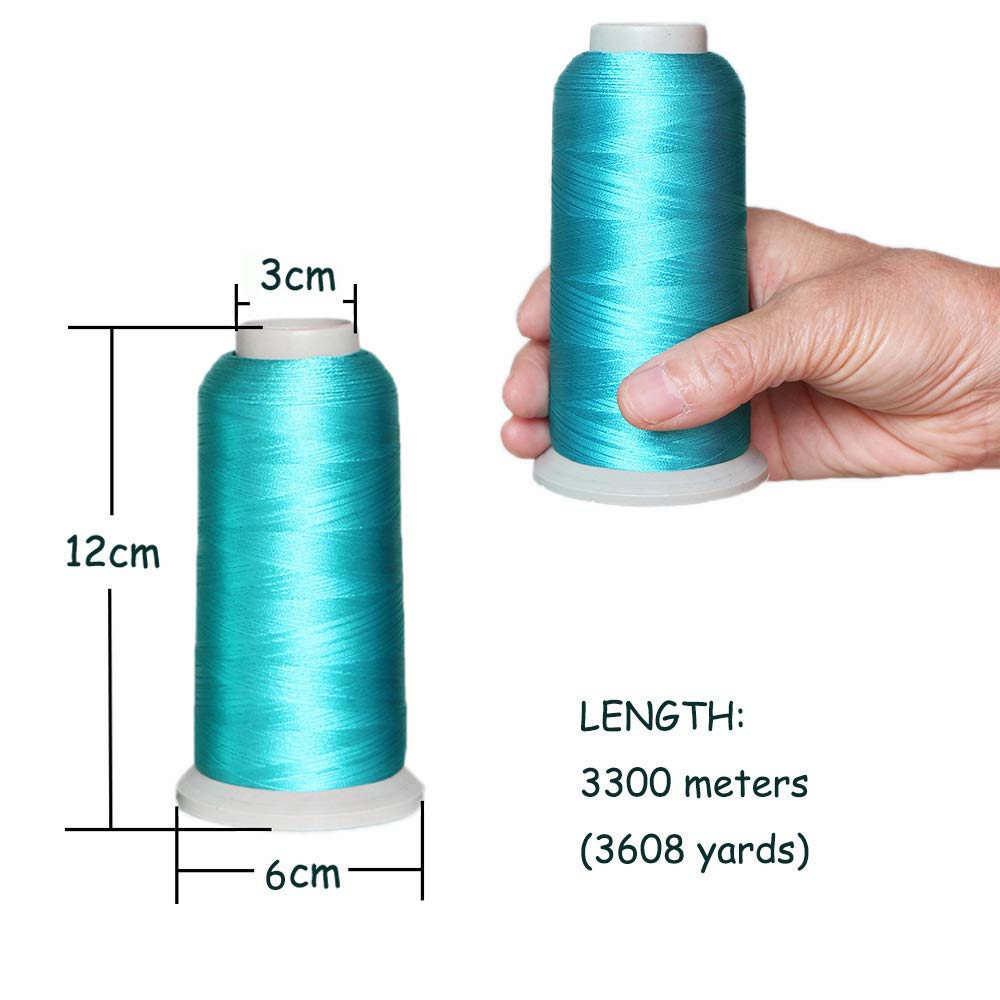 Set of 4 Embroidery Thread Light Cyan Turquoise Teal Polyester Huge Spool 3608 Yards (3300M) Each for Home Embroidery and Sewing Machines – ACRAFT