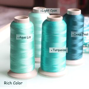 Set of 4 Embroidery Thread Light Cyan Turquoise Teal Polyester Huge Spool 3608 Yards (3300M) Each for Home Embroidery and Sewing Machines – ACRAFT