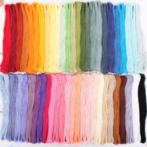 ThreadArt Huge 50 Color Premium Egyptian Long Fiber Cotton Embroidery Floss Thread Kit - Six Strand Set for Hand Embroidery, Friendship Bracelets, Cross stitch and Crafts