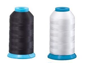 embroidex set of 2 huge bobbin thread for sewing and embroidery machine 1 black and 1 white 5500 yards each - polyester