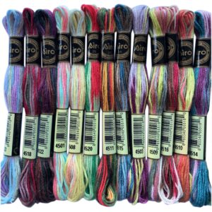 24 skeins magical color variations floss pack six strand embroidery variegated cross stitch threads