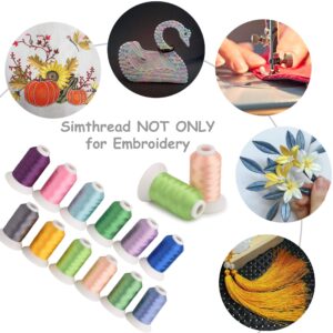 Simthread Embroidery Machine Thread 550 Yards 40 Brother Colors and 2 Metallic Thread Gold&Silver Colors for Embroidery and Sewing