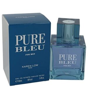 karen low pure blue eau de toilette spray for men, 3.4 ounce