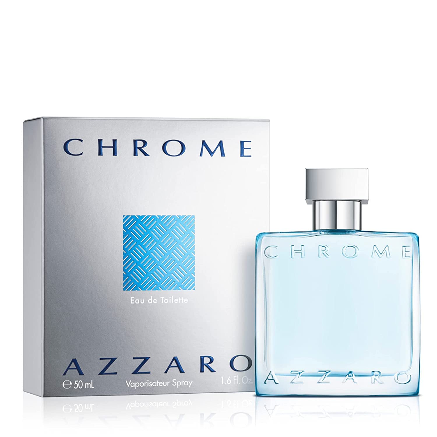 Azzaro Chrome Eau de Toilette - Fresh Aquatic Mens Cologne - Citrus, Woody, Musky Fragrance -Fresh Everyday Wear - Classic Summer Beach Scent - Luxury Perfumes for Men - Travel Size, 1.6 Fl. Oz