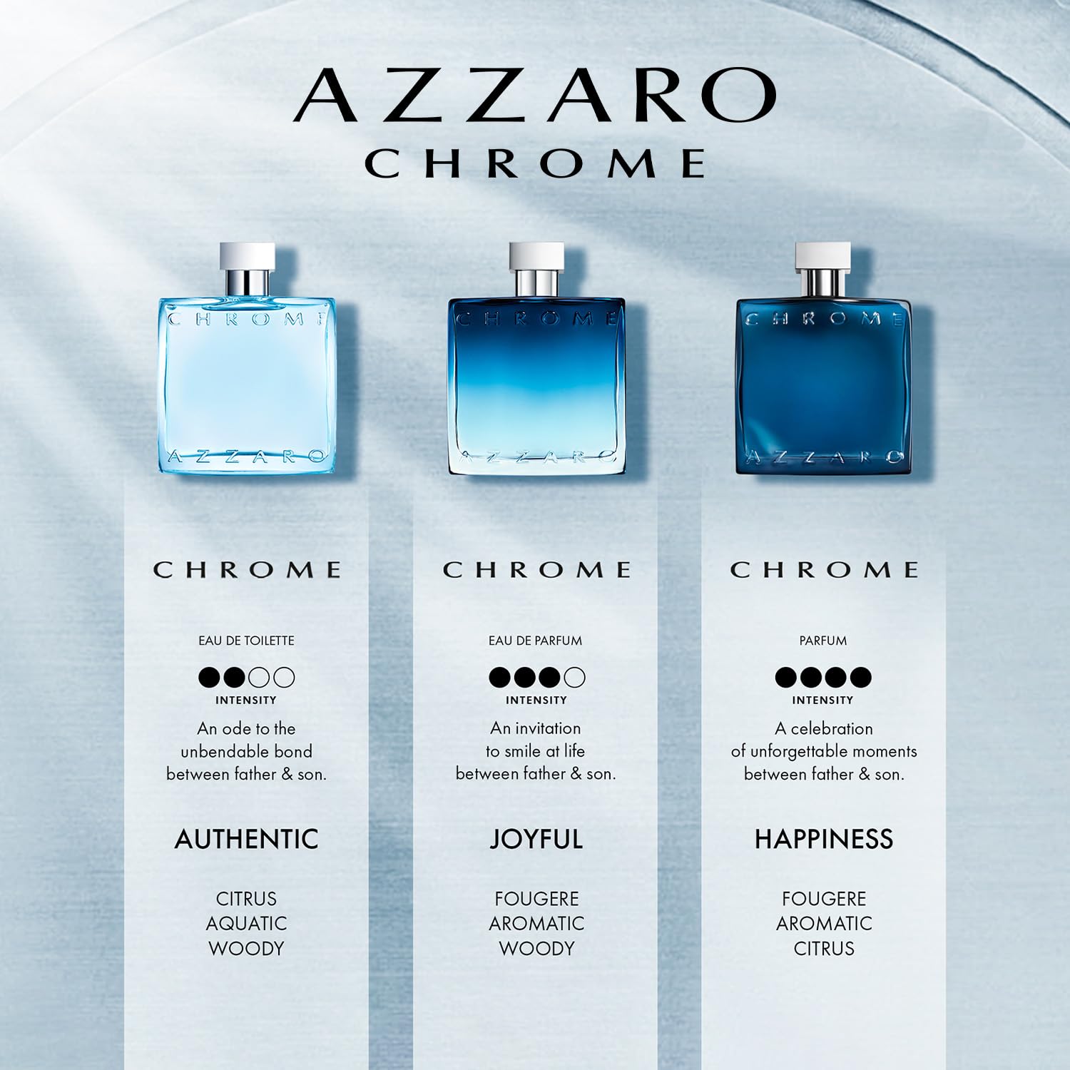 Azzaro Chrome Eau de Toilette - Fresh Aquatic Mens Cologne - Citrus, Woody, Musky Fragrance -Fresh Everyday Wear - Classic Summer Beach Scent - Luxury Perfumes for Men - Travel Size, 1.6 Fl. Oz