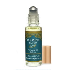 zoha, jasmine bloom perfume for women and men, alcohol-free hypoallergenic vegan fragrance oil roll-on