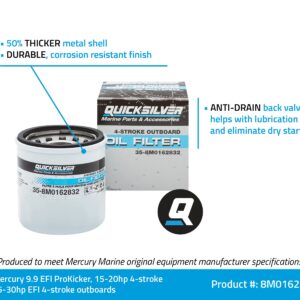 Quicksilver by Mercury Marine 8M0162832 Oil Filter for Select Mercury 9.9-30hp Outboards