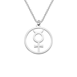 cenwa mercury pendant alchemical symbol stainless steel necklace mercury symbol jewelry astrological symbol jewelry (mercury n s)