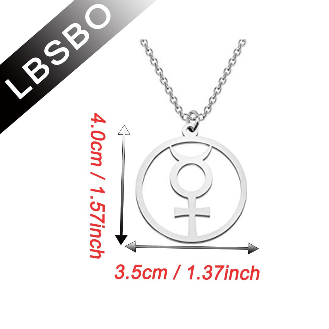 CENWA Mercury Pendant Alchemical Symbol Stainless Steel Necklace Mercury Symbol Jewelry Astrological Symbol Jewelry (Mercury N s)