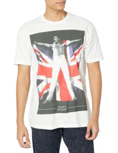 bravado men's freddie mercury freddie flag t-shirt, white, small