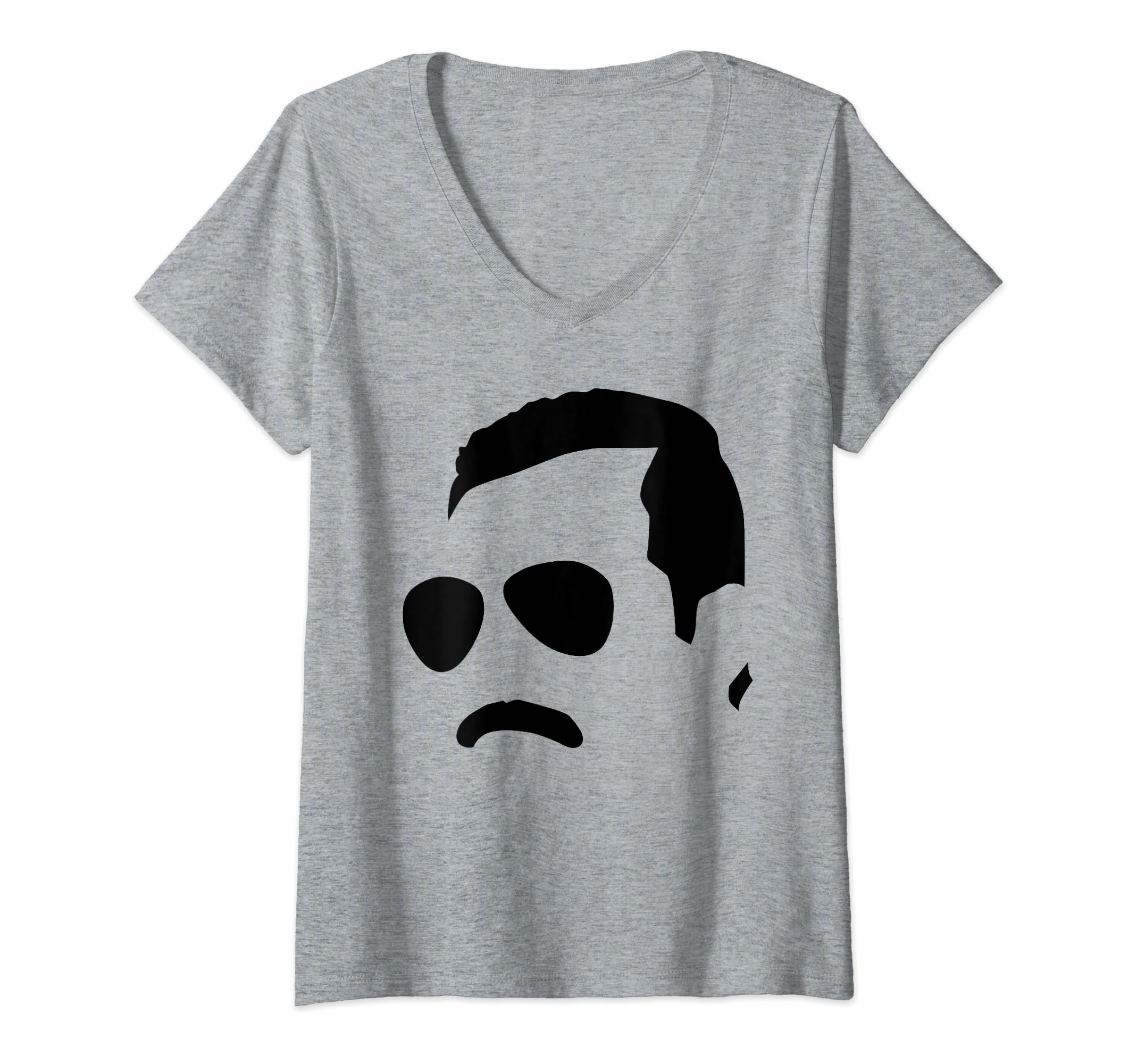 Womens Freddie Mercury Official Monochrome Block Face V-Neck T-Shirt