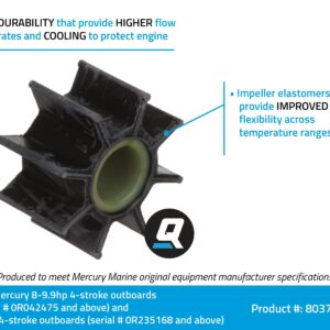 Quicksilver 803748 Water Pump Impeller for Mercury 4-Stroke 8-20hp Outboards