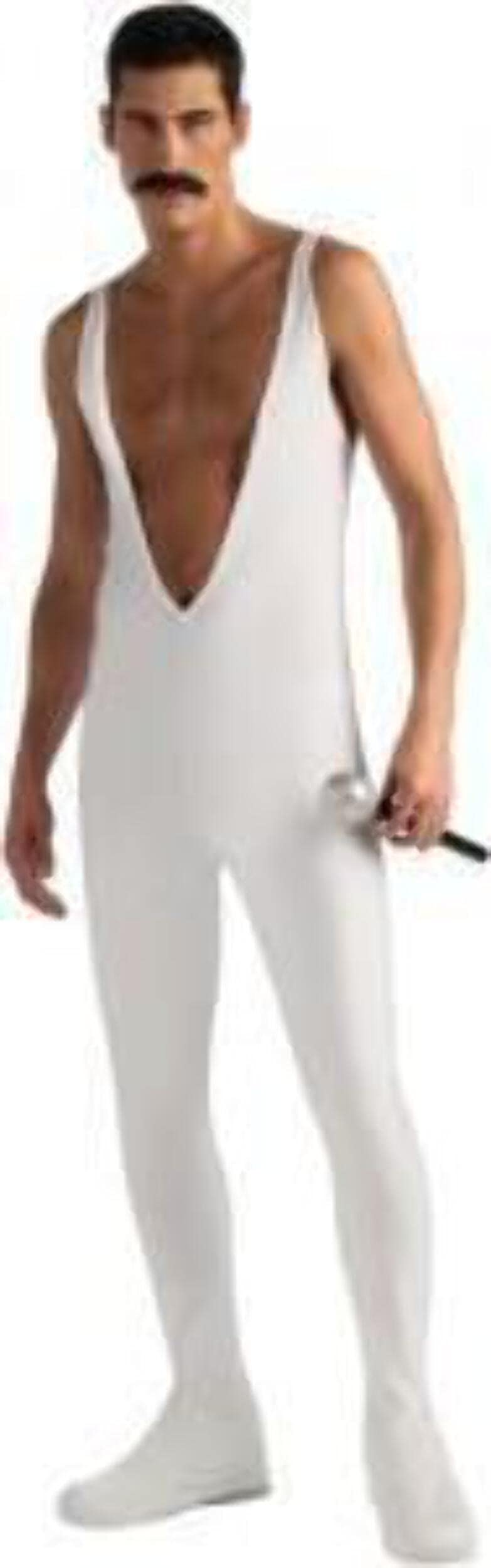 Freddy Mercury Jumpsuit Costume, White, Large