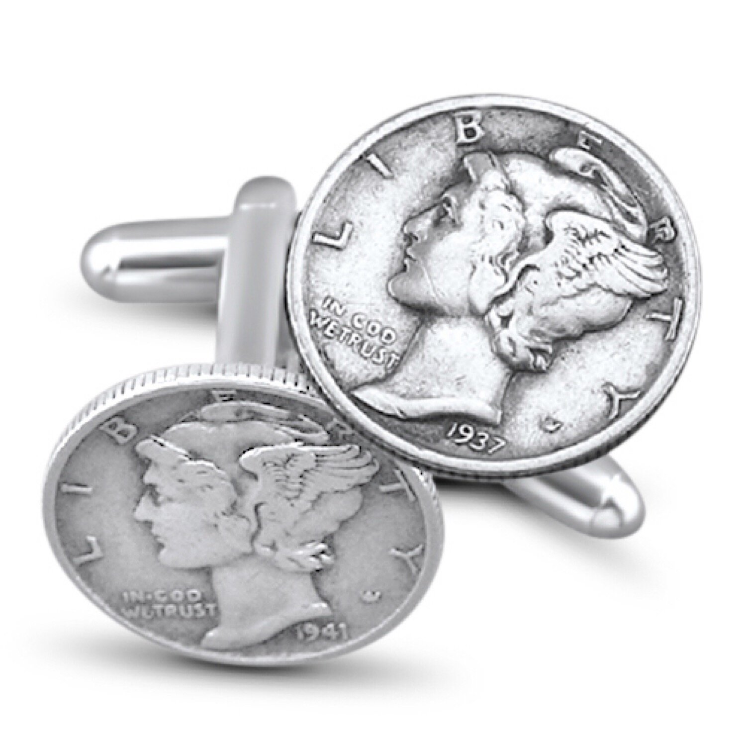 The Fun Company Coin Jewelry-Authentic Handmade Mercury Dime Cuff Links