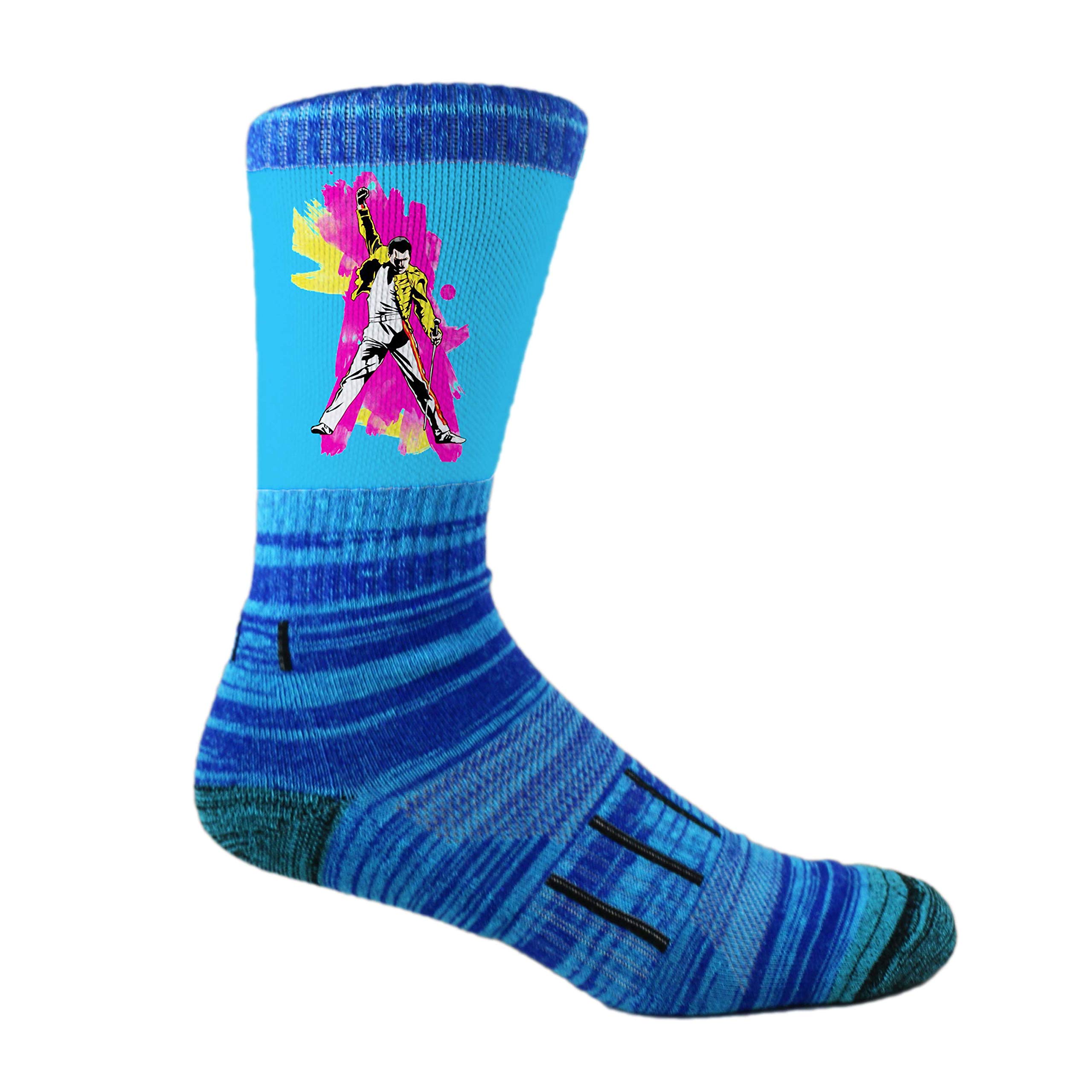 MOXY Socks Mercury Rocker Premium Dye Sublimated Blue Crew Socks