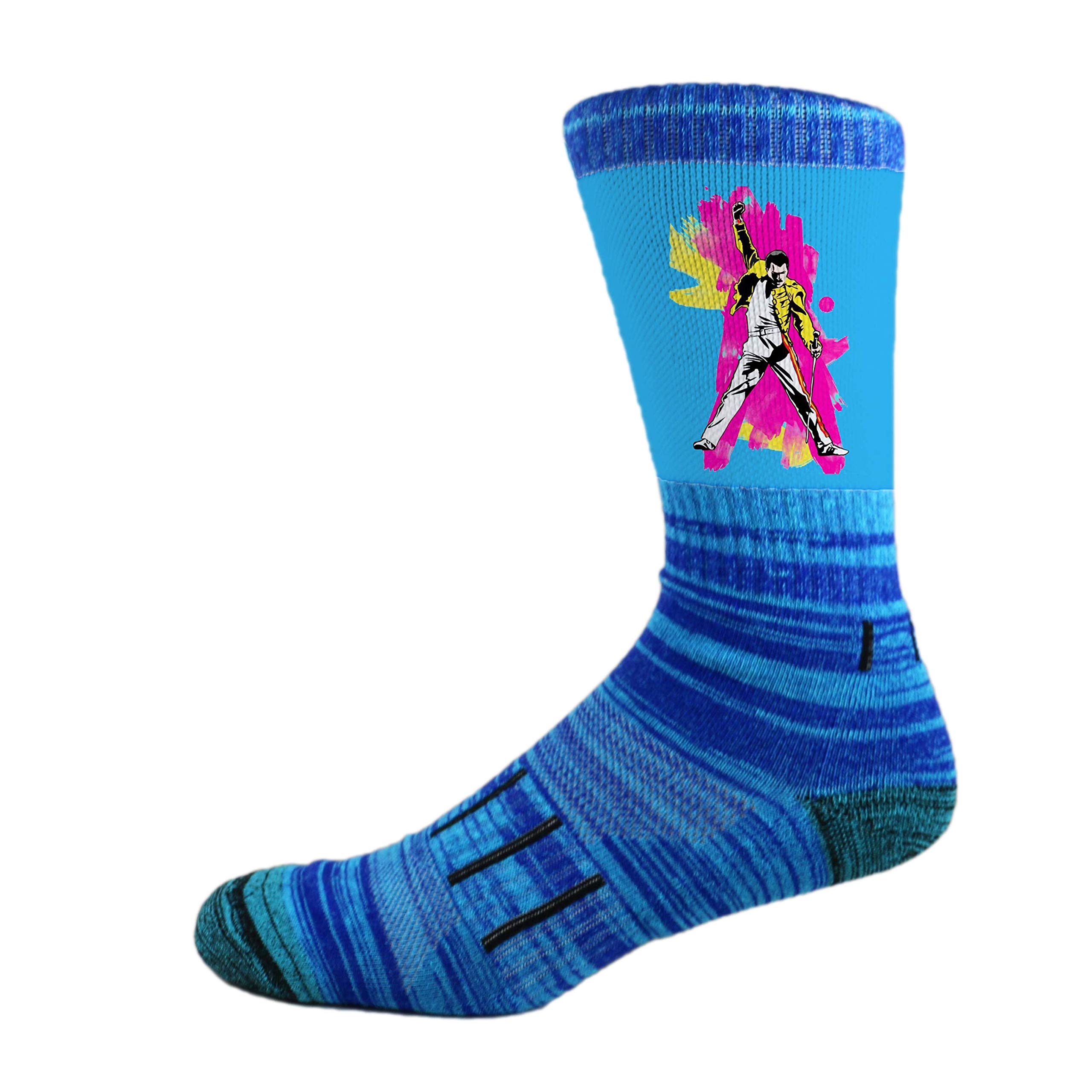 MOXY Socks Mercury Rocker Premium Dye Sublimated Blue Crew Socks