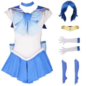 US size Women's Sailor Mercury Cosplay Costumes Mercury skirt suit (Female M)