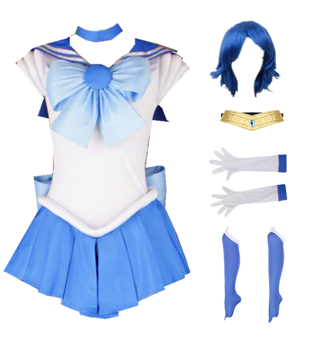 US size Women's Sailor Mercury Cosplay Costumes Mercury skirt suit (Female M)