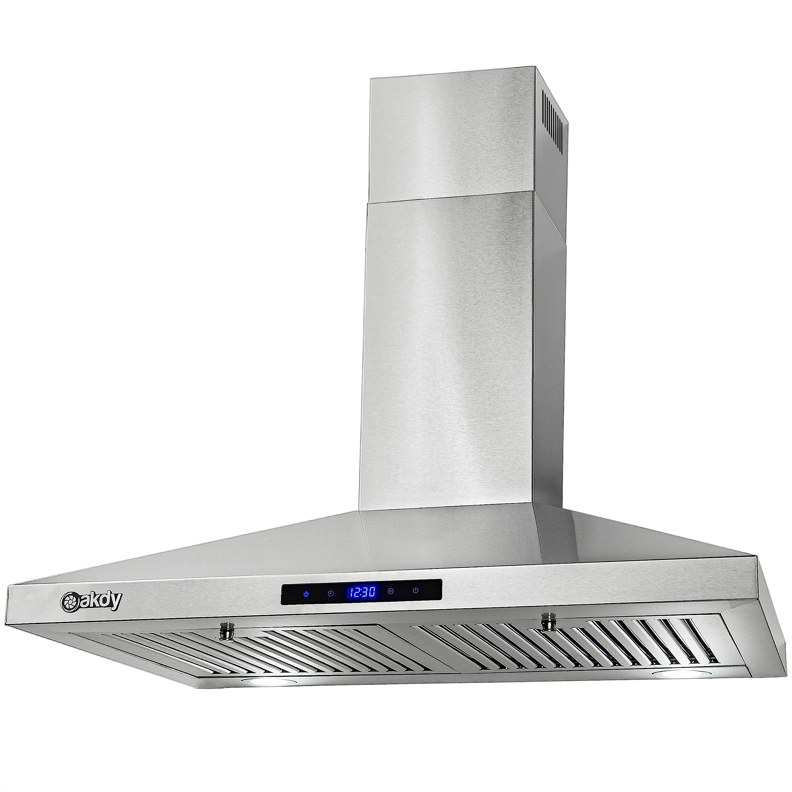 AKDY 30 in. Wall Mount Range Hood, 3-Speed Fan and LED Lights in Stainless Steel, Convertible Range Hood Ducted to Ductless with 2-Sets of Carbon Filters