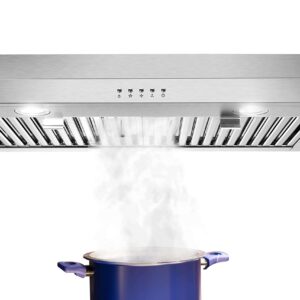 SNDOAS Under Cabinet Range Hood 30 Inch with 3 Way Venting,Stainless Steel Range Hood w/Baffle Filters,Ductless Range Hood 500 CFM,Kitchen Vent Hood,Under Cabinet Hood,3 Speed Exhaust Fan