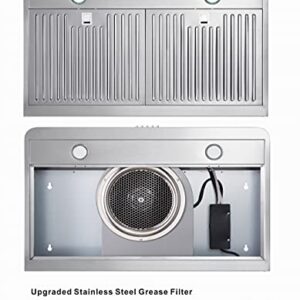 EVERKITCH Range Hood 30inch Under Cabinet, Stainless Steel Kitchen Stove Vent Hood, with Permanent stainless steel Filters