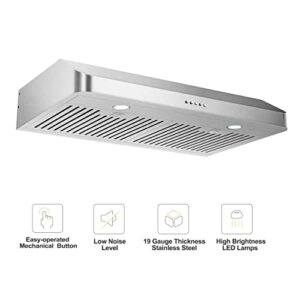 EVERKITCH Range Hood 30inch Under Cabinet, Stainless Steel Kitchen Stove Vent Hood, with Permanent stainless steel Filters