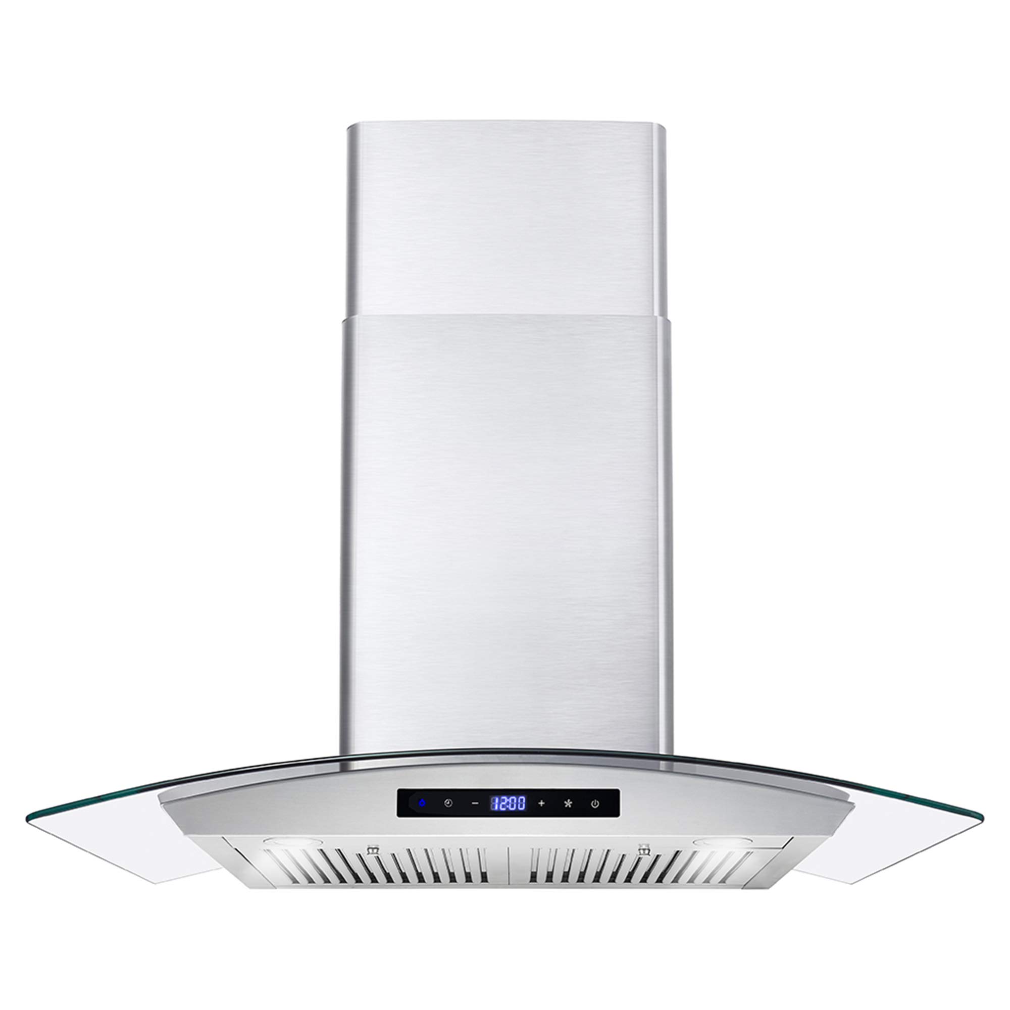 COSMO 668WRCS75 Wall Mount Range Hood with Ducted Exhaust Vent, 3 Speed Fan, Soft Touch Controls, Tempered Glass, Permanent Filters in Stainless Steel, 30 inches