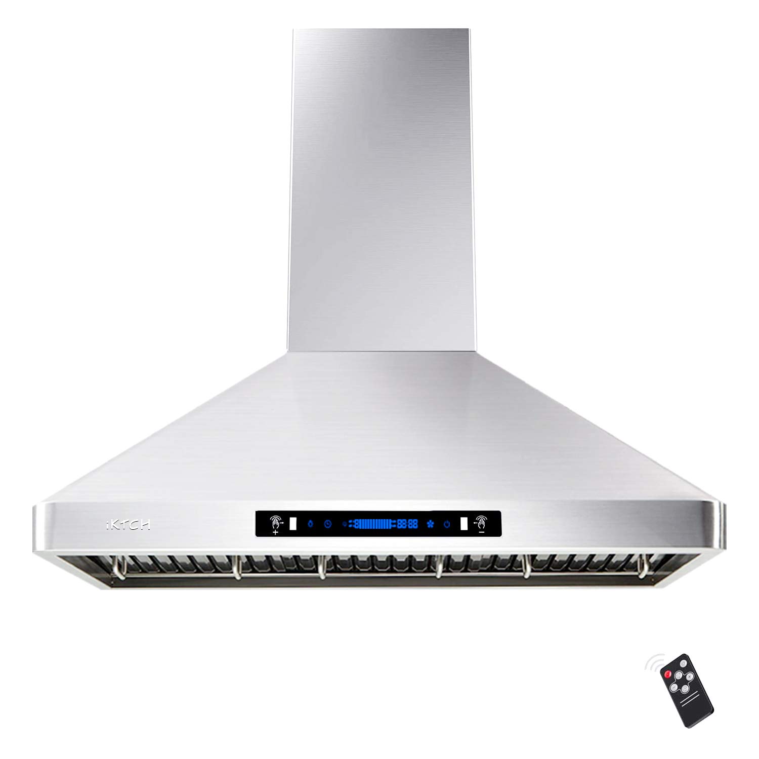 IKTCH Wall Mounted Range Hood 30 inch, 900 CFM Ducted/Ductless Range Hood, Stainless Steel Range Hood with Gesture Sensing & Touch Control IKP02R-30