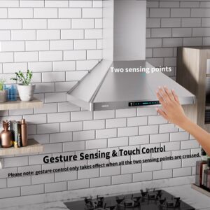 IKTCH Wall Mounted Range Hood 30 inch, 900 CFM Ducted/Ductless Range Hood, Stainless Steel Range Hood with Gesture Sensing & Touch Control IKP02R-30