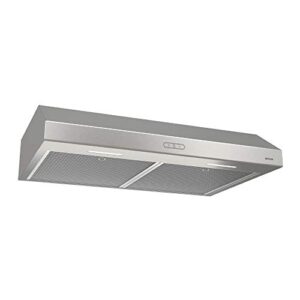 broan- nutone bcdf130ss glacier convertible range hood light exhaust fan for under cabinet stainless steel, 375 max blower cfm, 30-inch