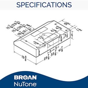 Broan- NuTone BCDF130SS Glacier Convertible Range Hood Light Exhaust Fan for Under Cabinet Stainless Steel, 375 Max Blower CFM, 30-Inch