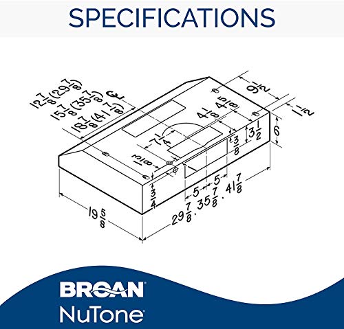 Broan- NuTone BCDF130SS Glacier Convertible Range Hood Light Exhaust Fan for Under Cabinet Stainless Steel, 375 Max Blower CFM, 30-Inch