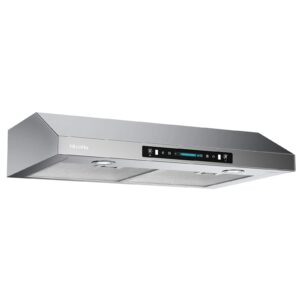 30 inch under cabinet range hood with 900-cfm, 4 speed gesture sensing&touch control panel, stainless steel kitchen vent