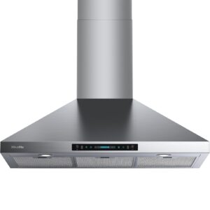 hisohu wall mount range hood 30 inch,ductless/ducted convertible, 780 cfm kitchen vent hood, aluminum mesh filter,4 speed gesture sensing&touch control panel, stainless steel kitchen vent