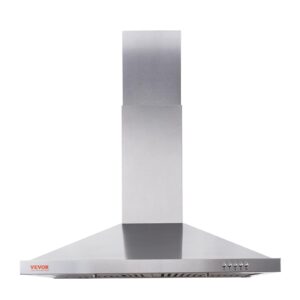 vevor td1775y-ac-i1 wall mount range hood ducted kitchen stove vent, silver