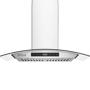 empava wall mount range hood 30 inch, ducted/ductless(charcoal-filter sold separately), kitchen exhaust stove vent with 400cfm, tempered glass, led light stainless steel, empv-30rh06