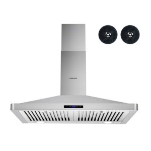 firegas range hood 30 inch wall mount,450 cfm ducted/ductless range hood with stainless steel,stove hood vent for kitchen with 3 speed fan,permanent filters,led lights,digital touch,charcoal filter