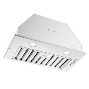 joeaonz range hood insert 20 inch stainless steel with baffle filters, 600 cfm built-in kitchen hood, ducted/ductless convertible vent hood gu10 led, 3 speed stove exhaust fan, push button control