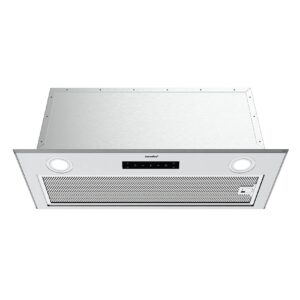 comfee' range hood 27 inch, built-in/insert vent hood 450 cfm, 3 speed gesture sensing & touch control panel stainless steel kitchen stove hood, ducted/ductless convertible duct