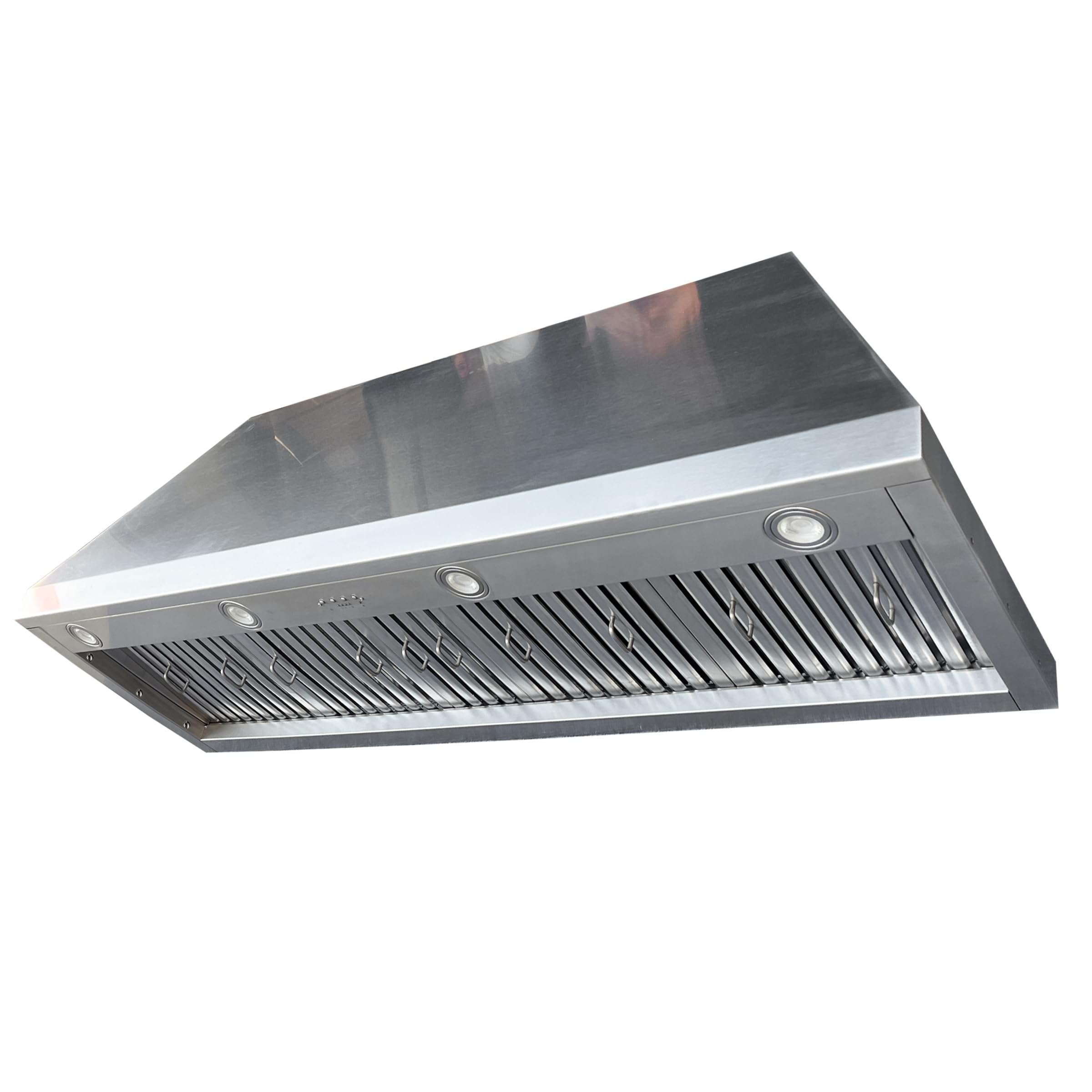 CHETTO Range Hood 54 Inch Ultra Quiet, Powerful Suction 304 Stainless Steel Ducted Kitchen Vent Hood with 4-Speeds, Dishwasher Safe Baffle Fillters, 8" Top Vent (54 inch, Stainless steel)