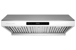 hauslane | chef series 30” ps10 under cabinet range hood | pro performance | stainless steel electric stove ventilator | 3 speed exhaust fan, bright led lights & delay auto shut-off