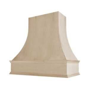 riley & higgs curved front unfinished range hood cover with decorative molding - wall mounted wood range hood covers, plywood and maple (unfinished, 37.5 w x 36 h inches)