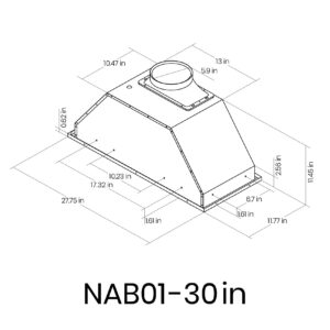 Range Hood Insert, EKON NAB01-30IN Black 900CFM Built-in Range Hoods Ducted/Ductless with 4-Speed Soft Touch Panel Control/Dishwasher-safe Filters, Kitchen Hoods for Over Kitchen Stove