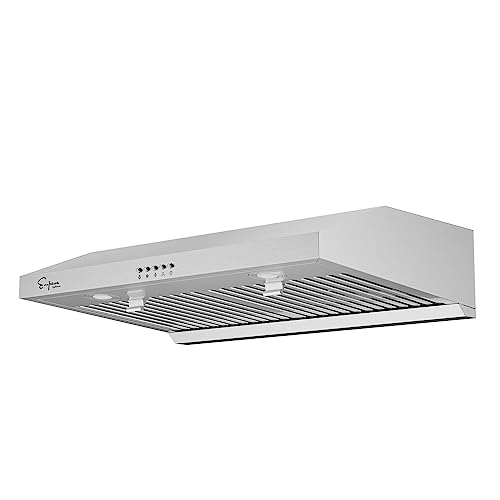 Empava Under Cabinet Ducted Range Hood 30 Inch Kitchen Exhaust Stove Vent with Push Button Control, Dual Sealed Aluminum Motor, Permanent Filters LED Lights in Stainless Steel EMPV-30RH08